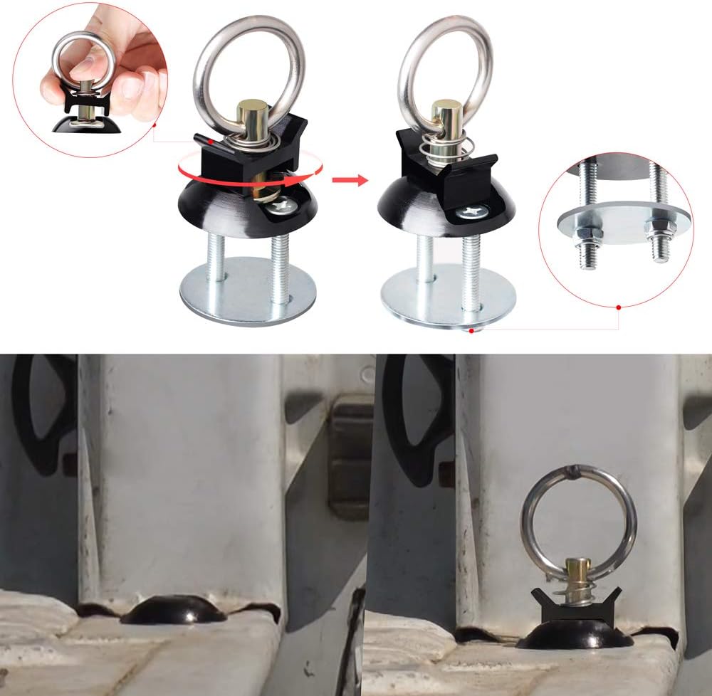 HERCOO Round Tie Down Anchor Point Kit Bolt on Track Fitting with Quic