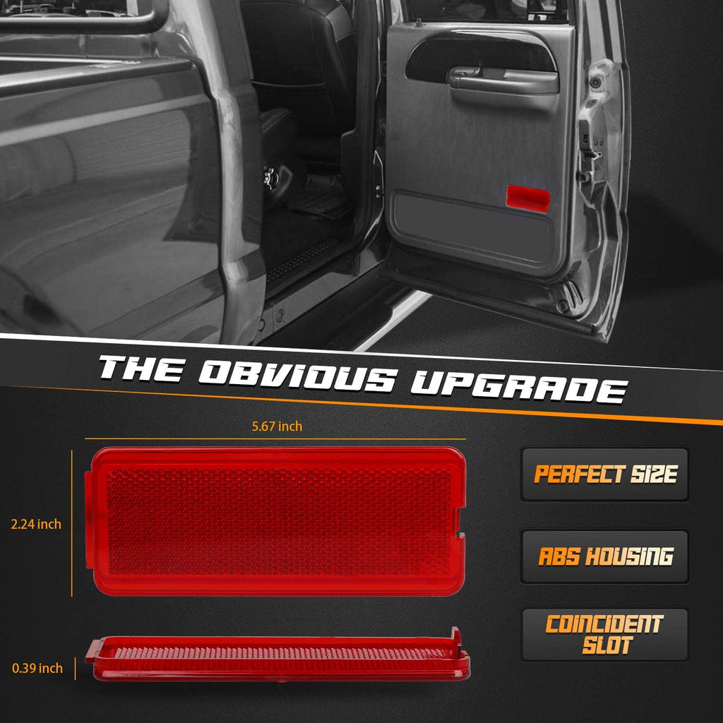 HERCOO Interior Door Reflectors Red Front & Rear Reflector Light Cover